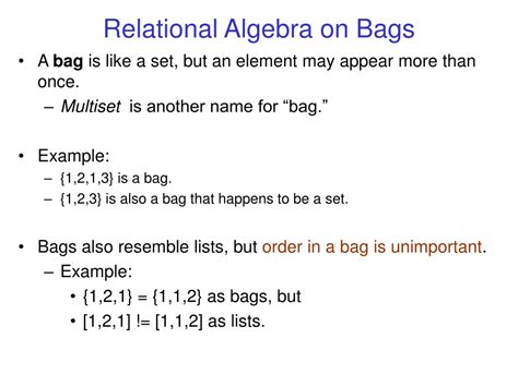 PPT Relational Operations On Bags Extended Operators Of Relational