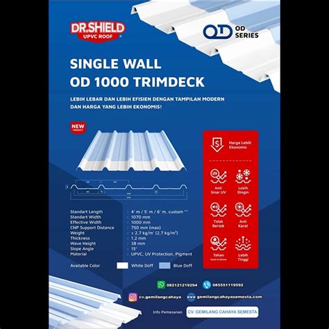 Drshield 0d 1000 Trimdeck 6 Meter Single Layer Atap Upvc