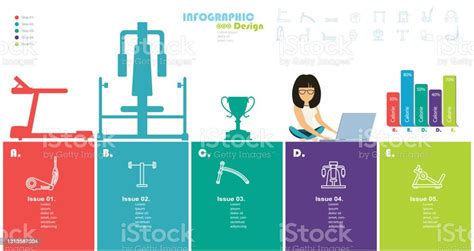 피트니스 키워드와 아이콘 스톡 일러스트운동 인포그래픽 건강한 라이프스타일 아이콘이 있는 인포그래픽 디자인 템플릿 건강관리와 의술에 대한 스톡 벡터 아트 및 기타 이미지