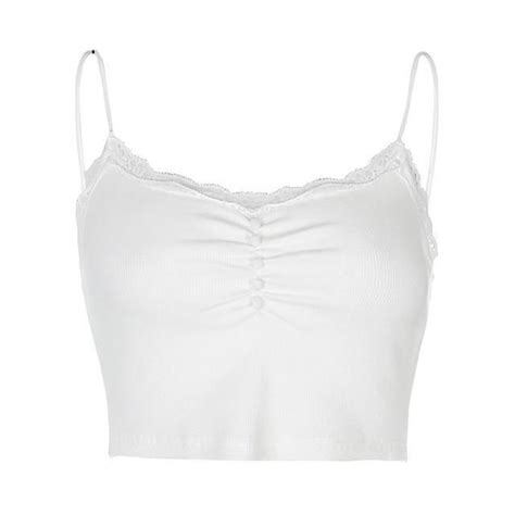 Streetwear Lace Patchwork Summer Solid White Tank Top Women Home
