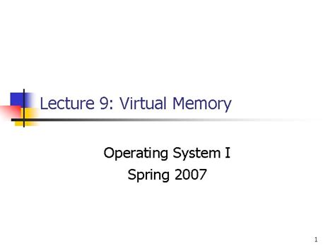 Lecture 9 Virtual Memory Operating System I Spring