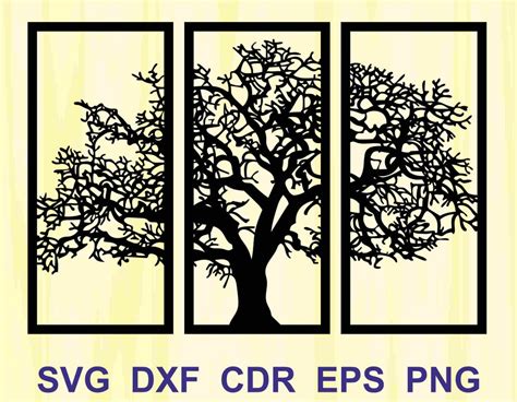 SVG Tree Panel Wall Art Decor Vector Model Large Tree Of Life Vector