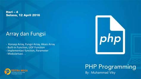 Kenali Array Dan Jenis Fungsi Pada Php Pptx