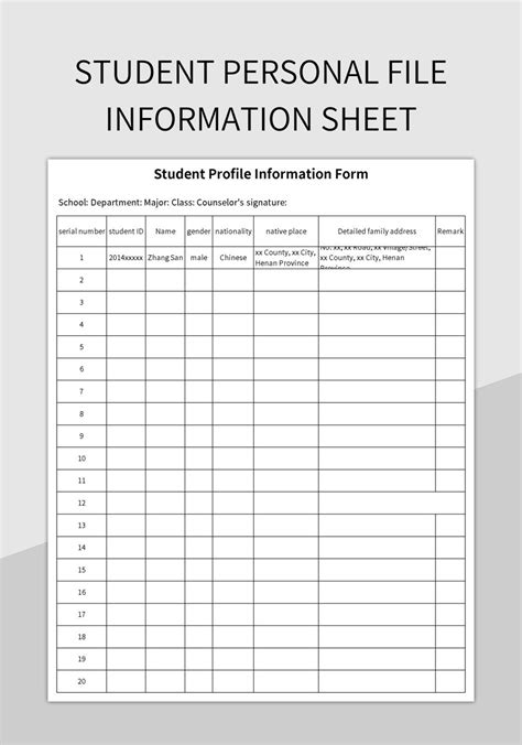 Babe Profile Form File Sheet Excel Template And Google Sheets File For Free Download Slidesdocs