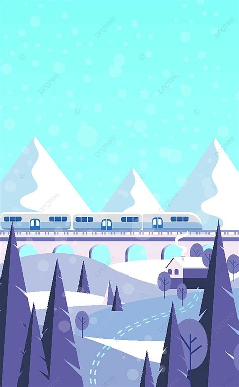 편평한 삽화 기차 파란색 자줏빛 설경 플랫 삽화 Train 일러스트 Pngtree 로열티 무료