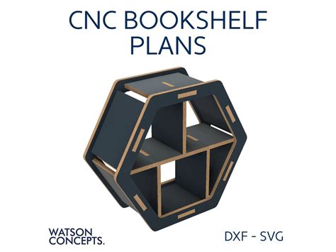 CNC Hexagon Bookshelf SVG And DXF Format Digital Plans Download