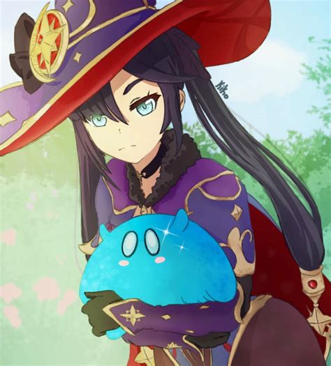 I Drew A Picture Of Mona Hugging A Lucky Hydro Slime While Looking At