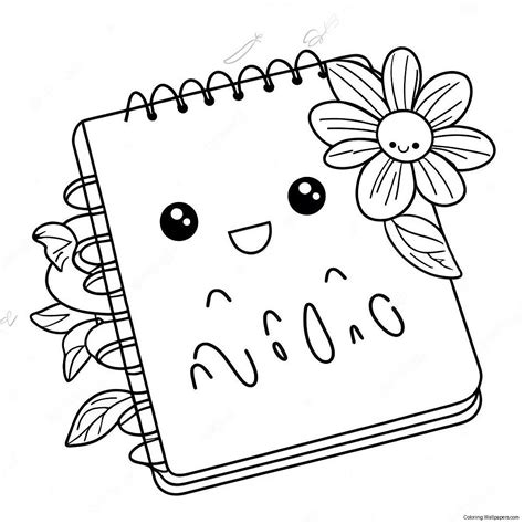 Cute Diary With Flowers Coloring Page 65714 52013