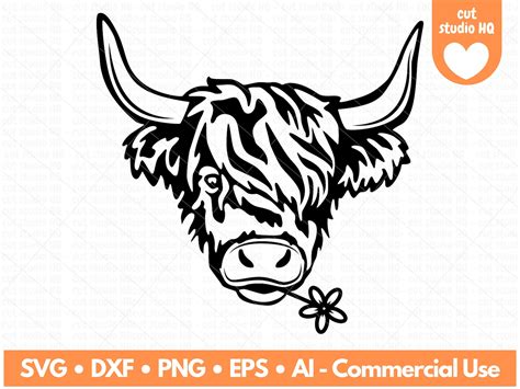Highland Cow Head Svg Highland Cow Head Png Highland Cow Etsy