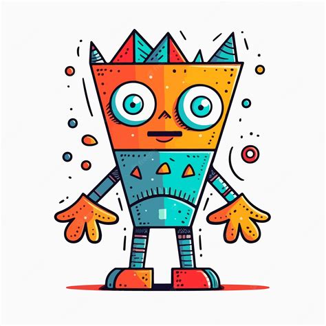 Premium Vector A Cartoon Of A Robot With Different Colored Squares
