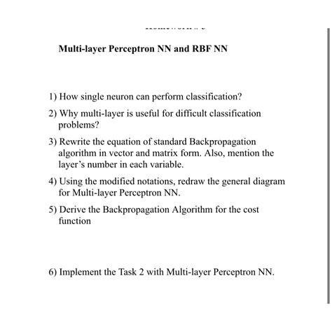 Solved Multi Layer Perceptron Nn And Rbf Nnhow Single Neuron