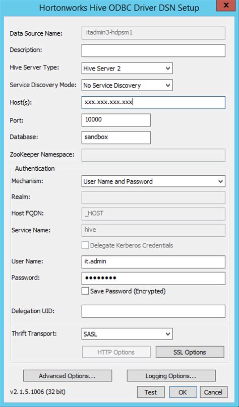 Hadoop Error Connecting Hortonworks Hive Odbc In Excel 2013 Stack