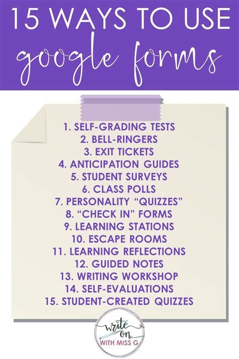 Ways To Use Google Forms Write On With Miss G Learning Stations Digital Learning