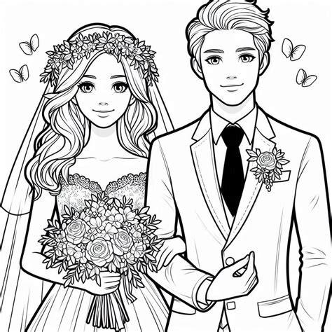 Bride And Groom Coloring Pages Free