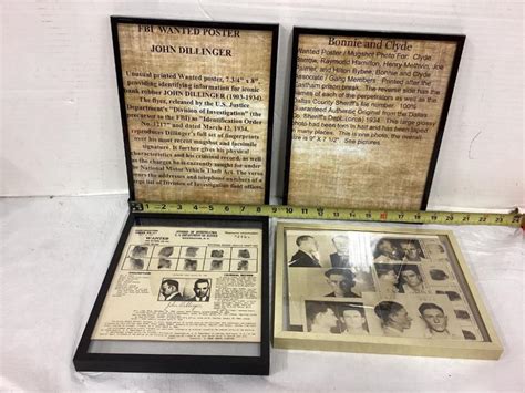 At Auction Bonnieandclyde Gang Police Wanted Poster 5 Mugshots And John Dillinger Wanted Poster