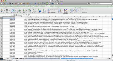 Transferring All IPhone Text Messages To An Excel Spreadsheet