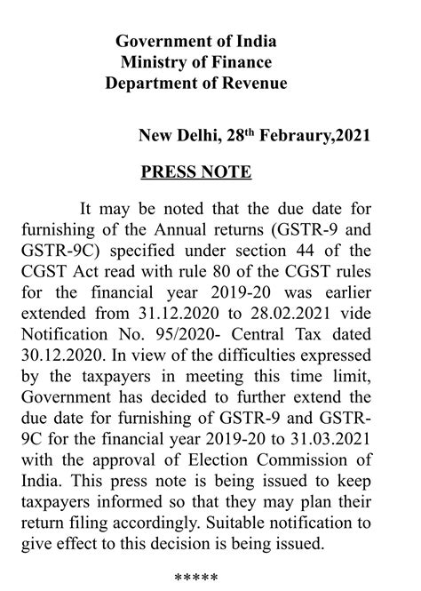 GSTR 9 And GSTR 9C Due Date Extended For FY 2019 20