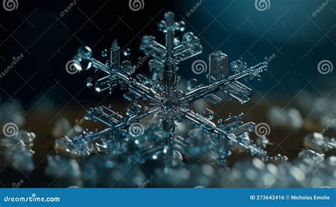 Snowflake Close Up Background For Graphic Design Or PowerPoint Presentations Ai Generated Stock
