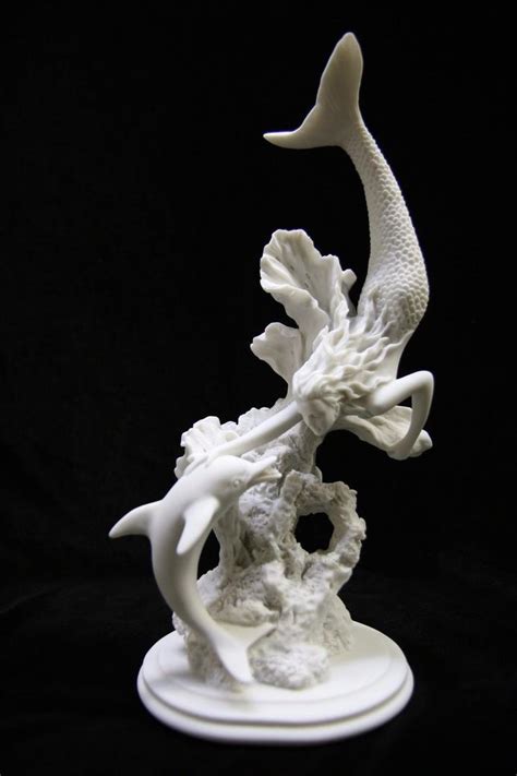 Nude Naked Mermaid With Dolphin Statue Sculpture Vittoria Made In Italy