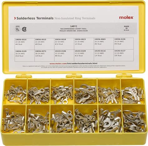 Molex Solderless Terminals Kit Vinyl Insulated Ring Terminal Assortment Piece
