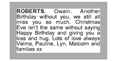 Owain Roberts Obituary 2019 Legacy Remembers