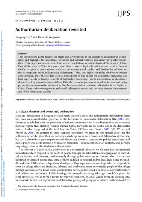 Pdf Authoritarian Deliberation Revisited