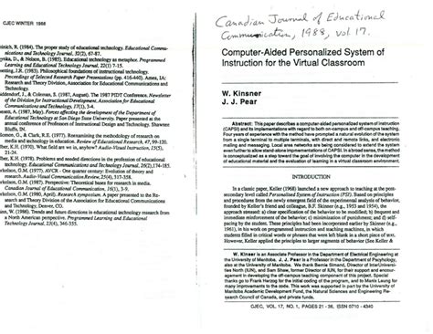 Pdf Computer Aided Personalized System Of Instruction For The Virtual