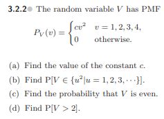 Solved The Random Variable V Has PMF Chegg Com