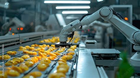 Automated Robots Streamlining Production Lines With Iot Control In Factories Showcasing Robotic