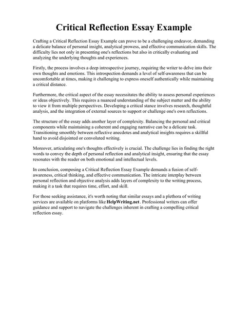 Critical Reflection Essay Example Pdf