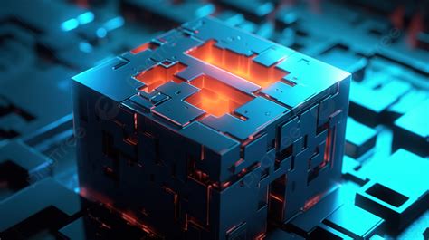 Abstract Hi Tech Cube 3d Render With Faq Question Mark Depicting