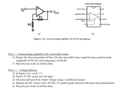 solved texts lm741 pinout diagram offset null out inverting input r1