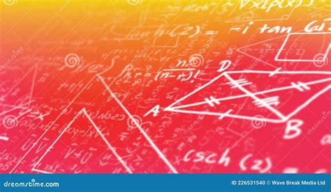 Mathematical Diagrams And Equations Moving Against Orange And Yellow