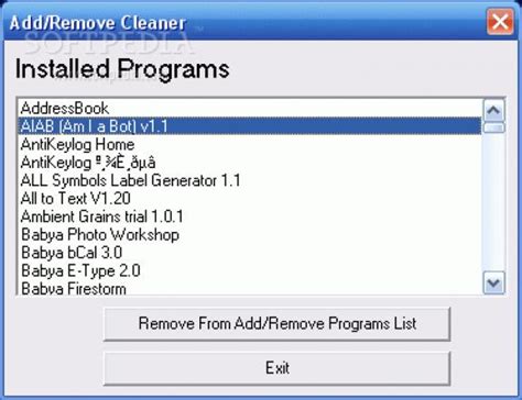 add remove program cleaner download softpedia