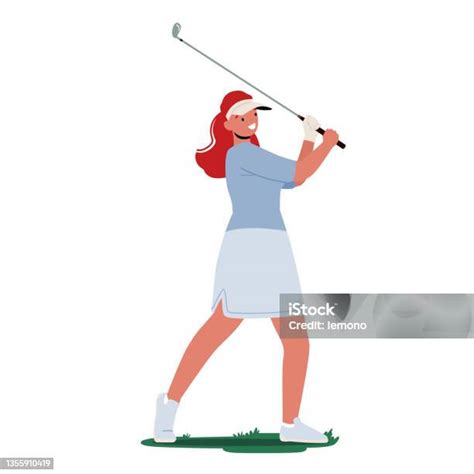 골프 드라이빙 레인지 코스에서 연습하는 여성 골퍼 대회 전 스포츠 트레이닝 골프에 대한 스톡 벡터 아트 및 기타 이미지 골프