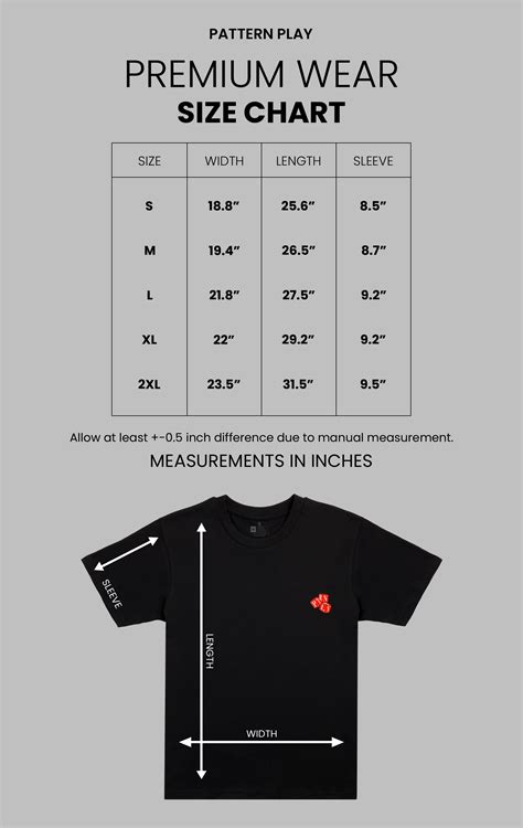 Premium Wear Size Chart Pattern Play