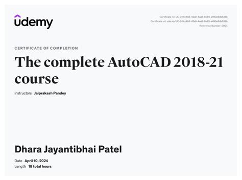 Completed Autocad Course On Udemy Dhara Patel Posted On The Topic