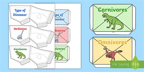 Editable Dinosaur Herbivores And Carnivores Sorting Pouches