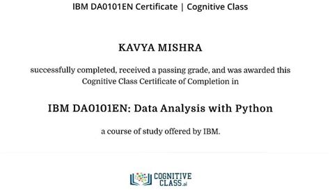 Kavya Mishra On Linkedin Ibmcertification Dataanalysis Python