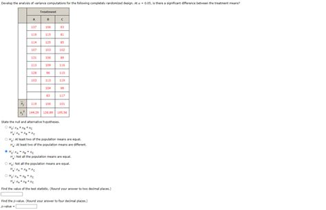 Solved Develop The Analysis Of Variance Computations For The