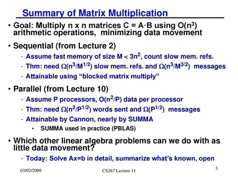 Cs 267 Dense Linear Algebra Parallel Gaussian Elimination Ppt Download