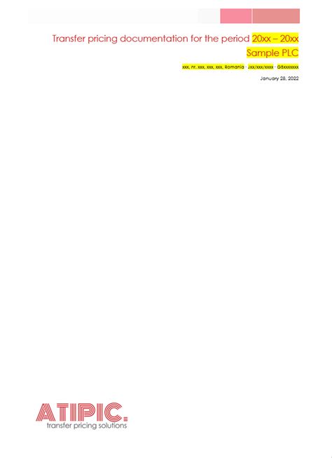 Transfer Pricing Template Example Documentation