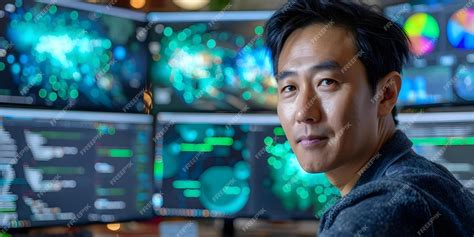 Premium Photo Realtime Monitoring Of Network Traffic By Asian Cybersecurity Expert For