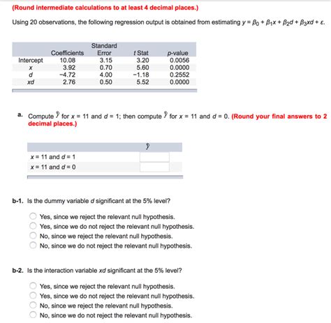 solved using 20 observations the following regression