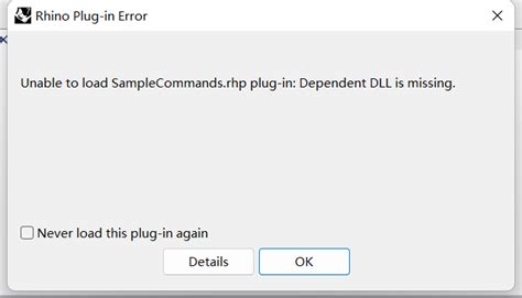 Error In Loading Samplecommandsrhp With Dependent Dll Is Missing Rhino Developer Mcneel Forum