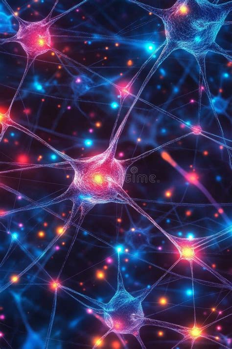 Glowing Neural Network A 3d Illustration Of Brain Cells Synapses And