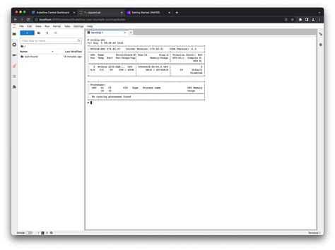 Screenshot Of A Terminal Window Open In Jupyter Lab With The Output Of The Nvidia Smi Command