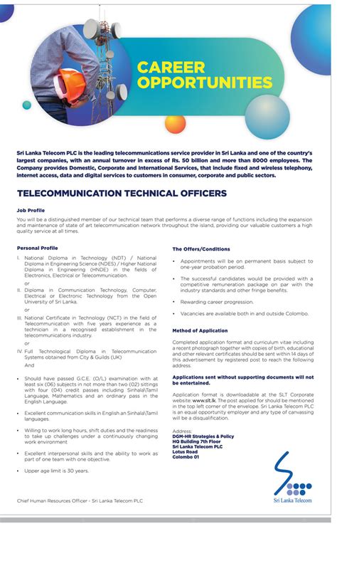 Vacancies At Slt