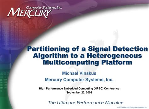 ppt partitioning of a signal detection algorithm to a heterogeneous multicomputing platform