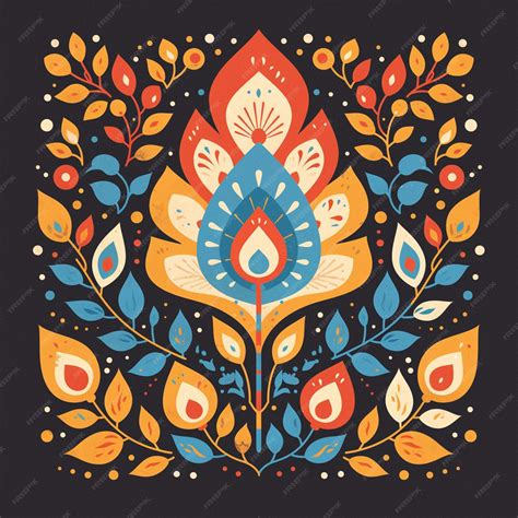 Indian Gond Patterns With Vibrant Colors Premium Ai Generated Vector